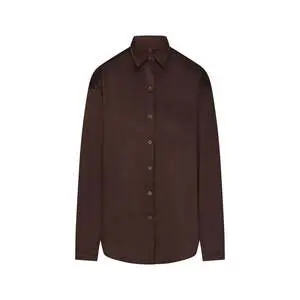 SKIMS Lightweight Satin Oversized Shirt - Espresso