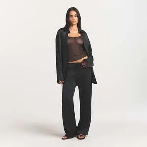 SKIMS Lightweight Satin Straight Leg Pants - Obsidian