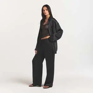 SKIMS Lightweight Satin Straight Leg Pants - Obsidian