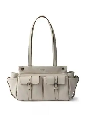 Prada Medium Route Leather Tote Bag - Neutrals