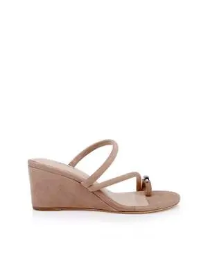L'Agence Maritza Wedge Sandal - Cappuccino Suede