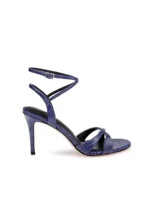 L'Agence Miranda Leather Sandal - Midnight Croco