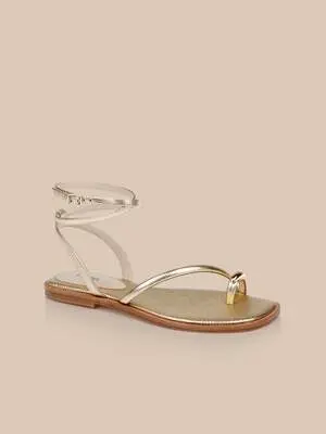 L'Agence Mariana Leather Sandal - Gold Lizard Leather