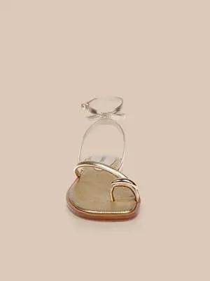 L'Agence Mariana Leather Sandal - Gold Lizard Leather