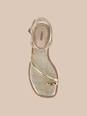 L'Agence Mariana Leather Sandal - Gold Lizard Leather