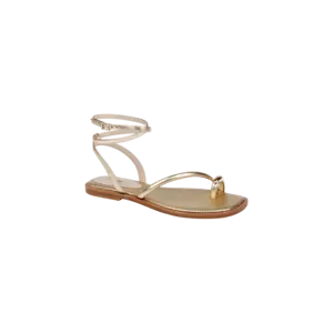 L'Agence Mariana Leather Sandal - Gold Lizard Leather