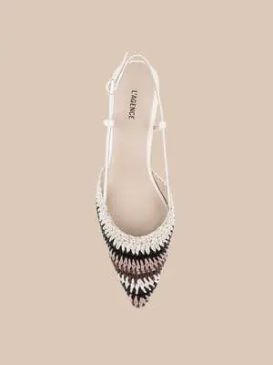 L'Agence Nantes Slingback Pump - Ecru Multi Crochet