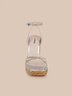 L'Agence Malone Wedge Espadrille - Silver Leather