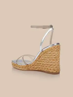 L'Agence Malone Wedge Espadrille - Silver Leather