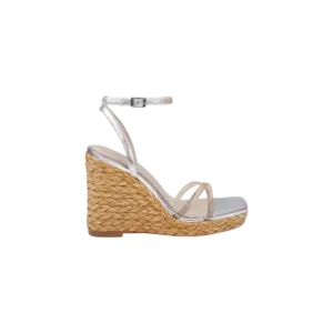 L'Agence Malone Wedge Espadrille - Silver Leather