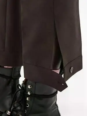 Versace Wool-mohair Regular Formal Trousers With Medusa Hardware - Brown