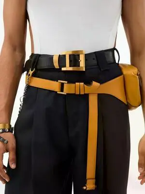 Versace Calf Leather Belt With Gold Tone Buckle - Black