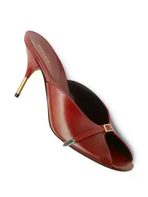 Versace Nyx Leather Mules With Engraved Logo Detail - Red