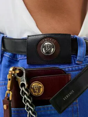 Versace Medusa Logo Straight Leg Jeans - Blue