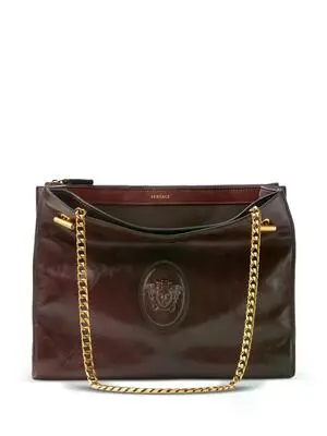 Versace Cabine Leather Shoulder Bag - Brown