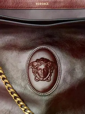 Versace Cabine Leather Shoulder Bag - Brown