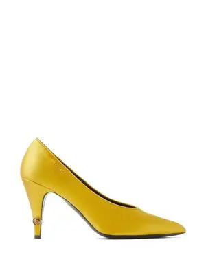 Versace Satin Pointed-toe Pumps 90mm - Yellow