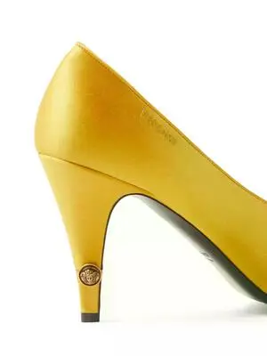 Versace Satin Pointed-toe Pumps 90mm - Yellow