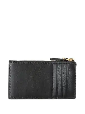 Versace Emblème Leather Zip Card Holder - Black