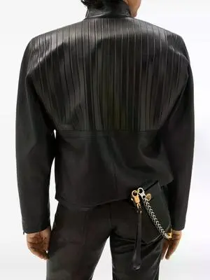 Versace Leather Blouson Jacket With Embossed Paneling
