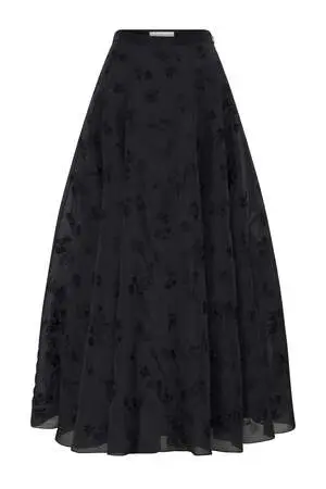 Gabriela Hearst Sonya Mia's Flowers Maxi Skirt In Embroidered Silk Organza - Black