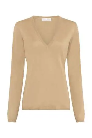 Gabriela Hearst Clementia Cashmere Silk V-neck Sweater - Hay