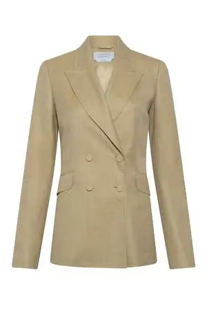 Gabriela Hearst Angela Blazer In Virgin Wool Silk With Linen - Hay