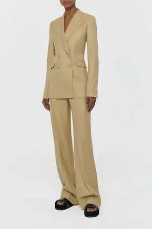 Gabriela Hearst Angela Blazer In Virgin Wool, Silk And Linen - Hay
