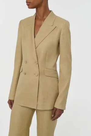 Gabriela Hearst Angela Blazer In Virgin Wool, Silk And Linen - Hay