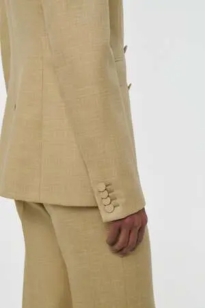 Gabriela Hearst Angela Blazer In Virgin Wool, Silk And Linen - Hay