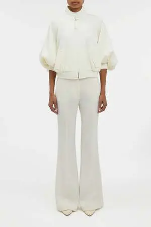 Gabriela Hearst Rhein Flare Pant In Virgin Wool Crepe - Ivory