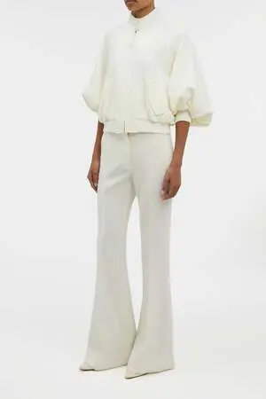 Gabriela Hearst Rhein Flare Pant In Virgin Wool Crepe - Ivory