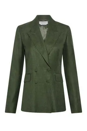 Gabriela Hearst Angela Double-breasted Virgin Wool Silk Linen Blazer - Olive