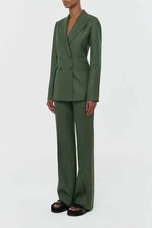 Gabriela Hearst Angela Double-breasted Virgin Wool Silk Linen Blazer - Olive