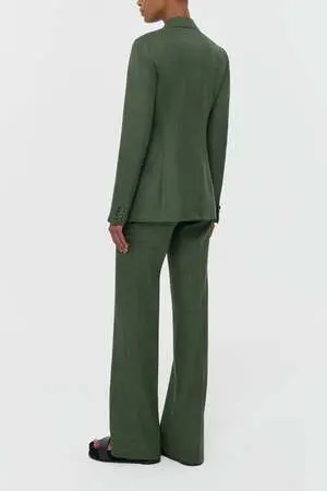 Gabriela Hearst Angela Double-breasted Virgin Wool Silk Linen Blazer - Olive