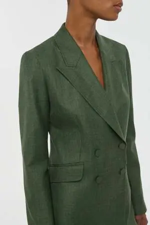 Gabriela Hearst Angela Double-breasted Virgin Wool Silk Linen Blazer - Olive
