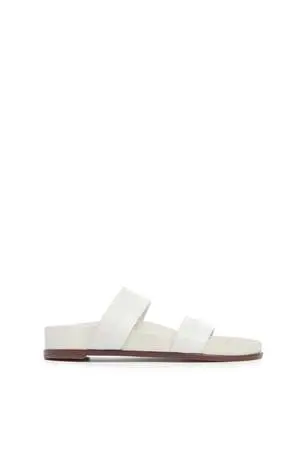 Gabriela Hearst Low Striker Flat Sandal In Snakeskin And Nappa Leather - Ivory