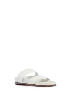 Gabriela Hearst Low Striker Flat Sandal In Snakeskin And Nappa Leather - Ivory