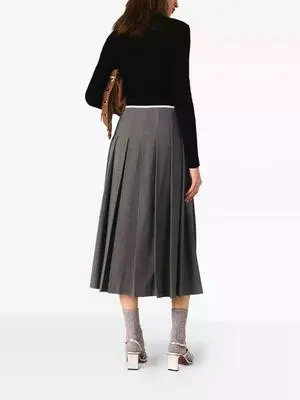 Maje Pleated Buckled Midi Skirt