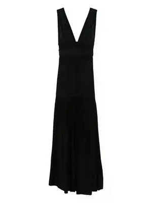 Sandro V-neck Knitted Maxi Dress - Black