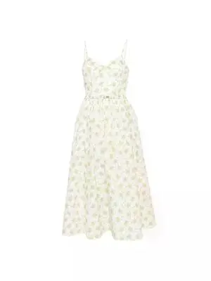 Sandro Floral-print Midi Dress - Neutrals