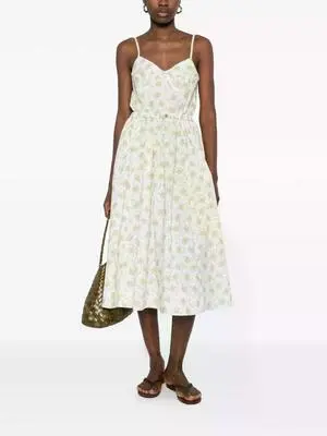 Sandro Floral-print Midi Dress - Neutrals