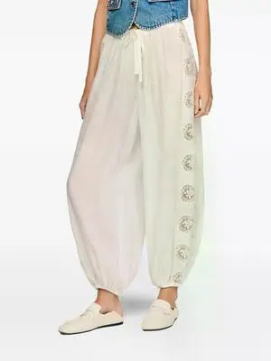 Sandro Crinkled Lace Insert Balloon Pants