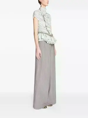 Dries Van Noten Pinstripe Pleated Wide Leg Trousers