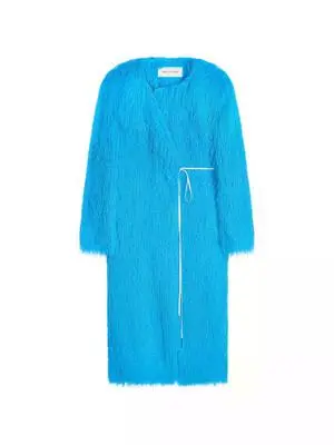 Dries Van Noten Fringed V-neck Coat - Blue