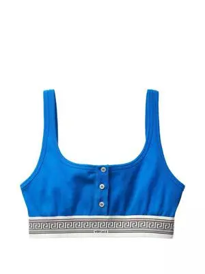 Versace Ribbed Cotton-jersey Bralette - Blue