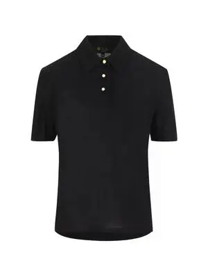 Loro Piana Buttoned Polo Top - Black