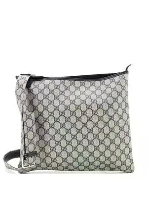 Gucci Web Loop Flat Messenger Gg Coated Canvas Large Crossbody Bag - Blue