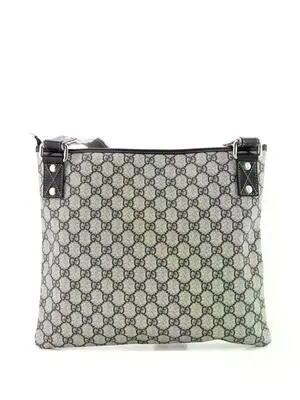 Gucci Web Loop Flat Messenger Gg Coated Canvas Large Crossbody Bag - Blue