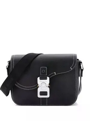 Dior Saddle Buckle Flap Messenger Bag Leather Mini Crossbody Bag - Black